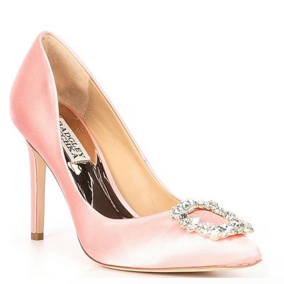 Badgley Mischka | Shoes | Cher Satin Brooch Embellished Stiletto Pumps ...